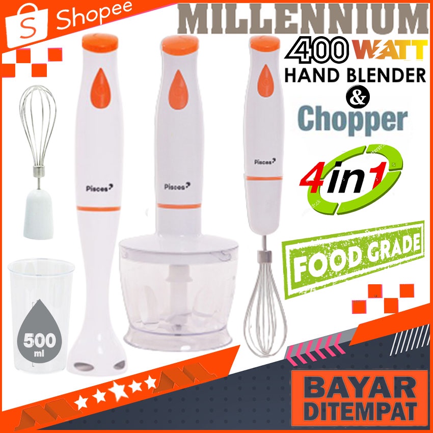 Jual Hand Blender Dan Chopper 4 Fungsi Pisces Hand Blender 4 in 1 ...