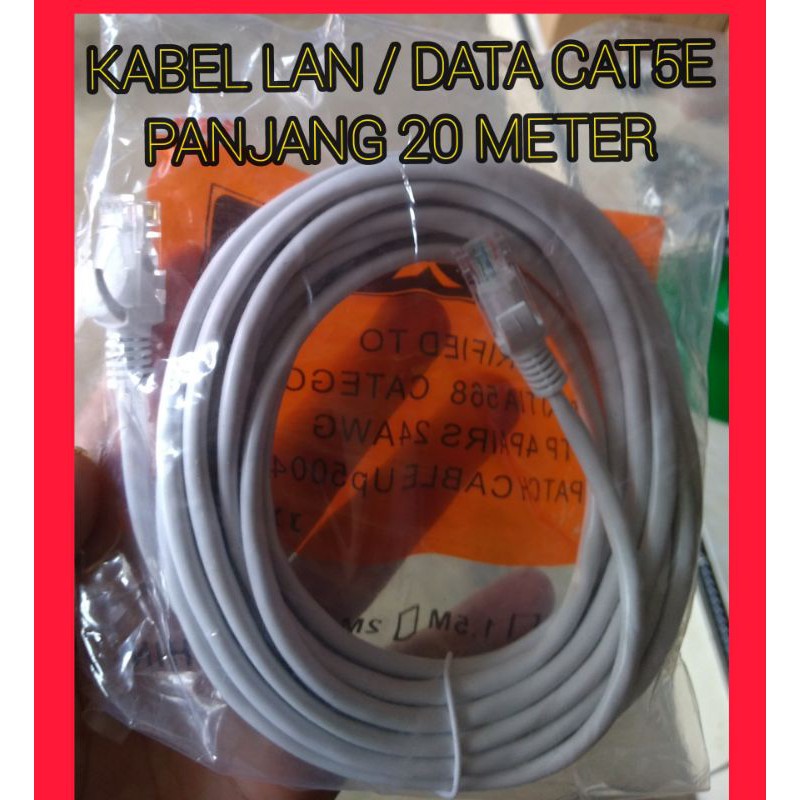 Jual KABEL DATA KABEL LAN KONEKTOR RJ45 CAT-5E PANJANG 20 METER DAN 25 ...