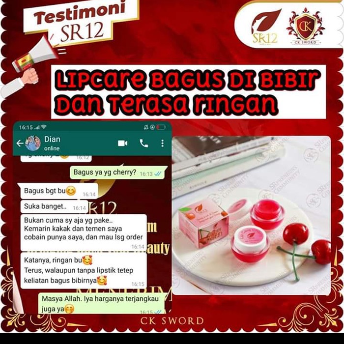 Jual e0f04r Lip Care Cherry Sr12/Lipcare/Lipbalm/ Lip Gloss/ Lip Jel ...