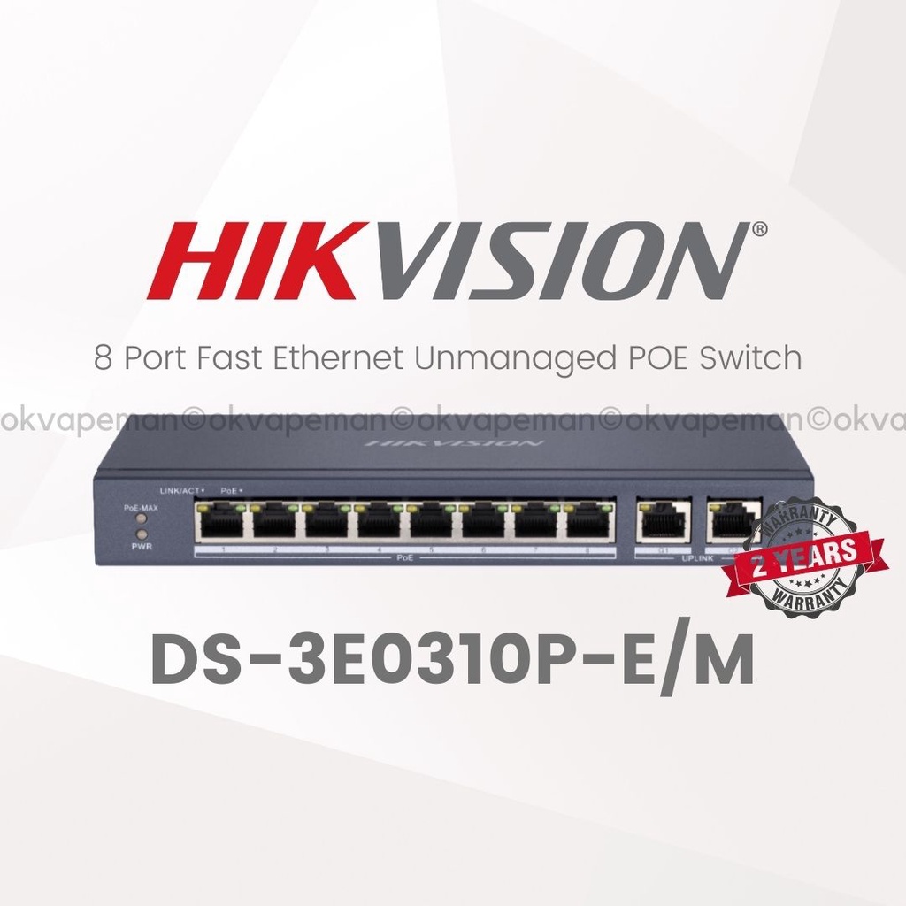 Jual HIKVISION POE DS-3E0310P-E/M SWITCH HUB POE 8 PORT 2 UPLINK ...