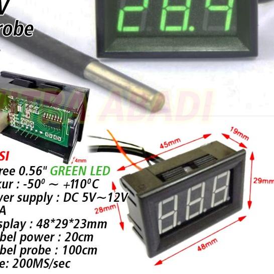 Jual Termometer / Thermometer LED Digital DC 12V with Probe Sensor ...