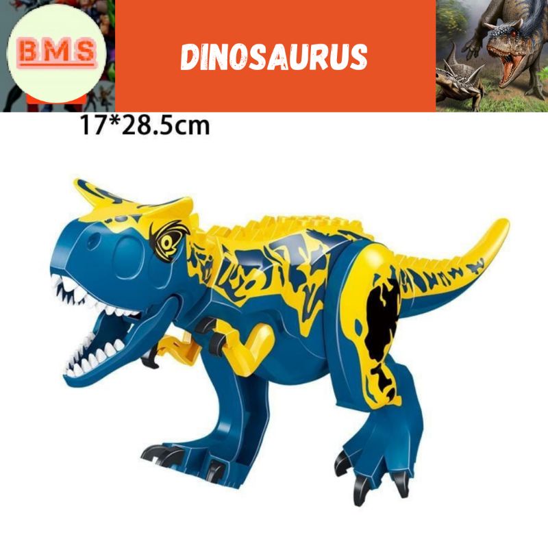 Jual Mainan dinosaurus carnotaurus biru besar Dino bricks figure ...