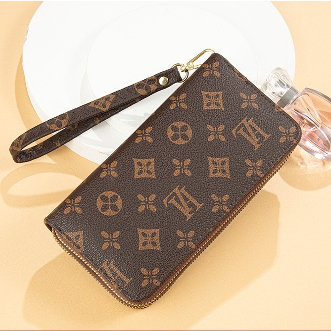 Jual DOMPET PANJANG WANITA PREMIUM 2 RESLETING KULIT COKLAT CANDY ...