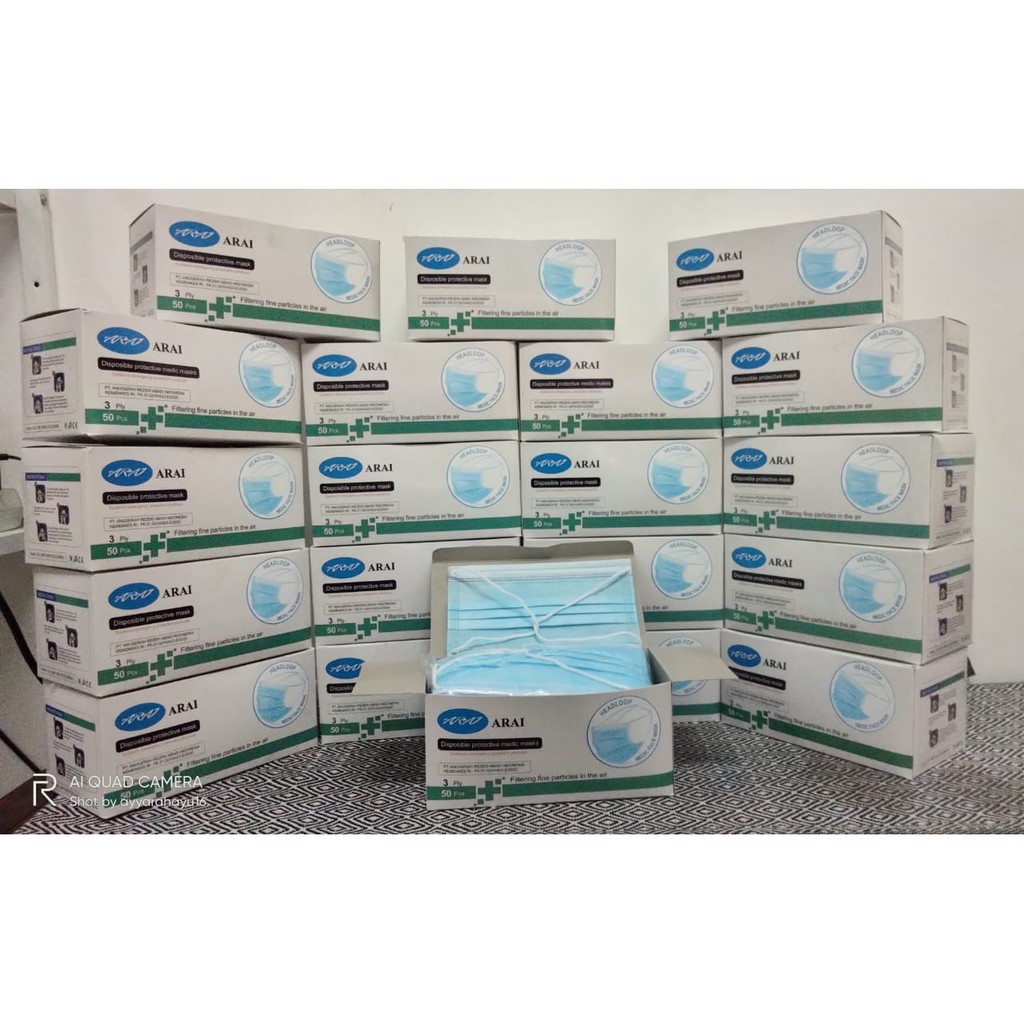 Jual MASKER MEDIS HIJAB ARAI 3PLY DISPOSIBLE SURGICAL MASK ( 20 BOX ...