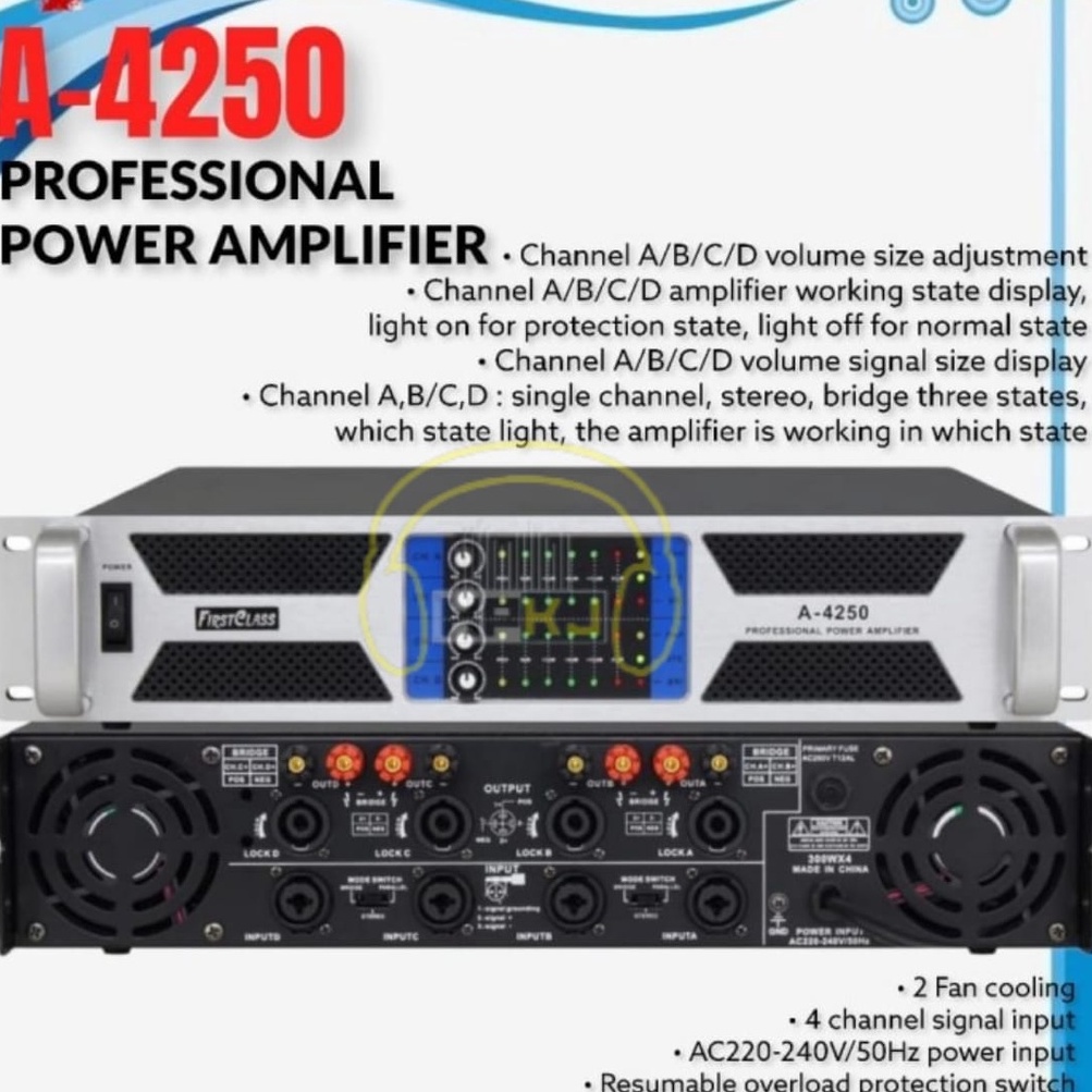 Jual POWER AMPLIFIER FIRST CLASS A-4250 4 CHANNEL power FC A4250 4ch | Shopee Indonesia