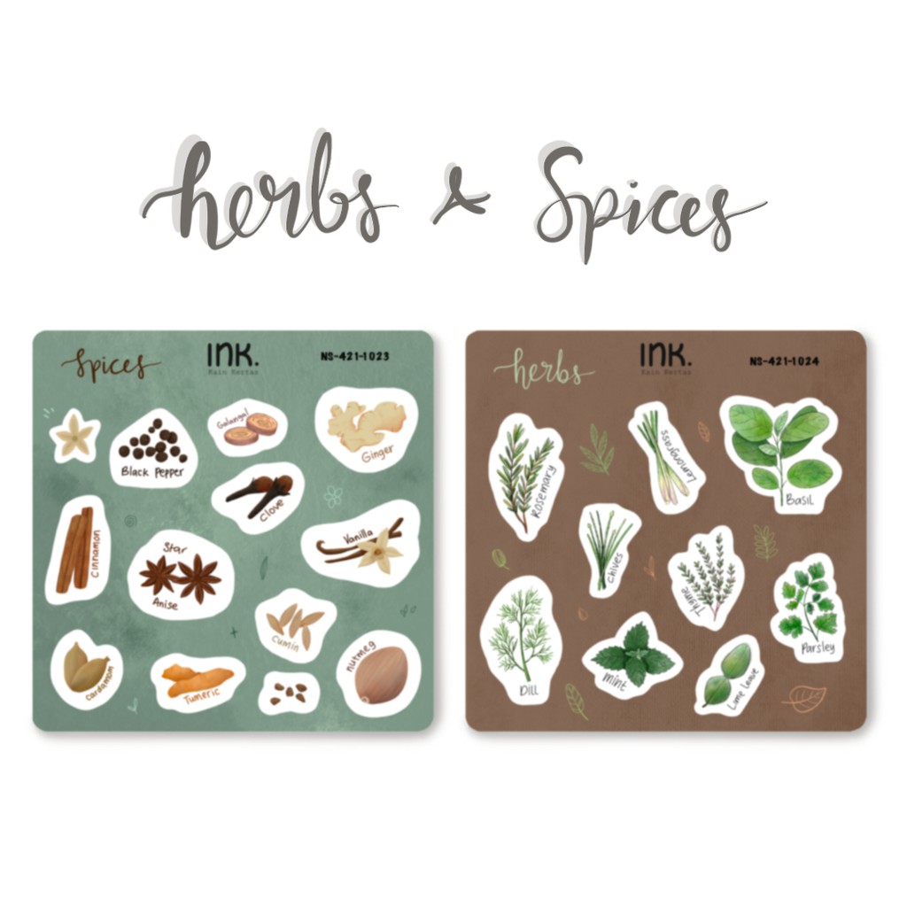 Jual Herbs and Spices Sticker - Sticker Bumbu / Rempah - Stiker Dekor ...