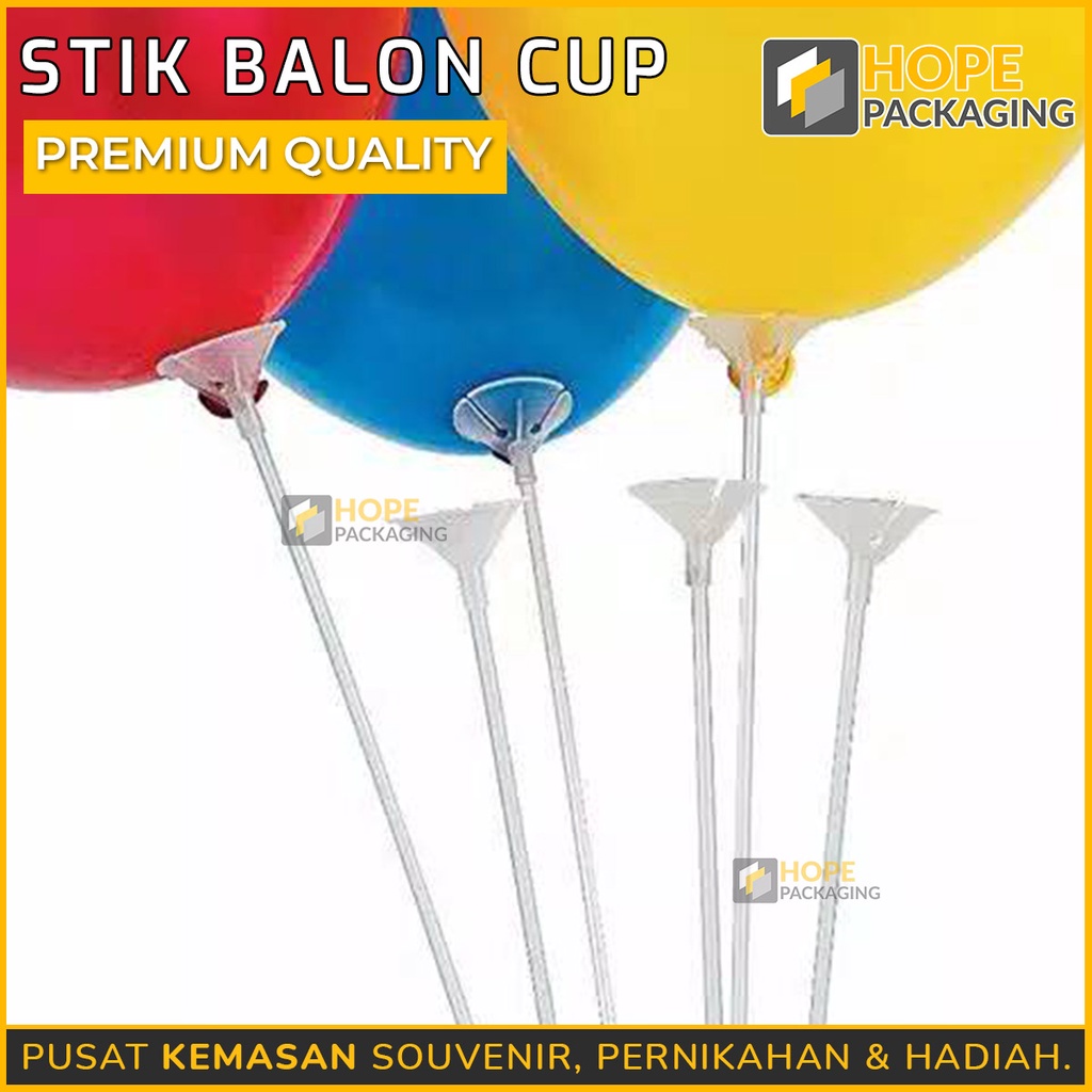 Jual [Harga / 5 pcs] Stik Balon dan Cup Stick Balon Gagang/ Balon ...