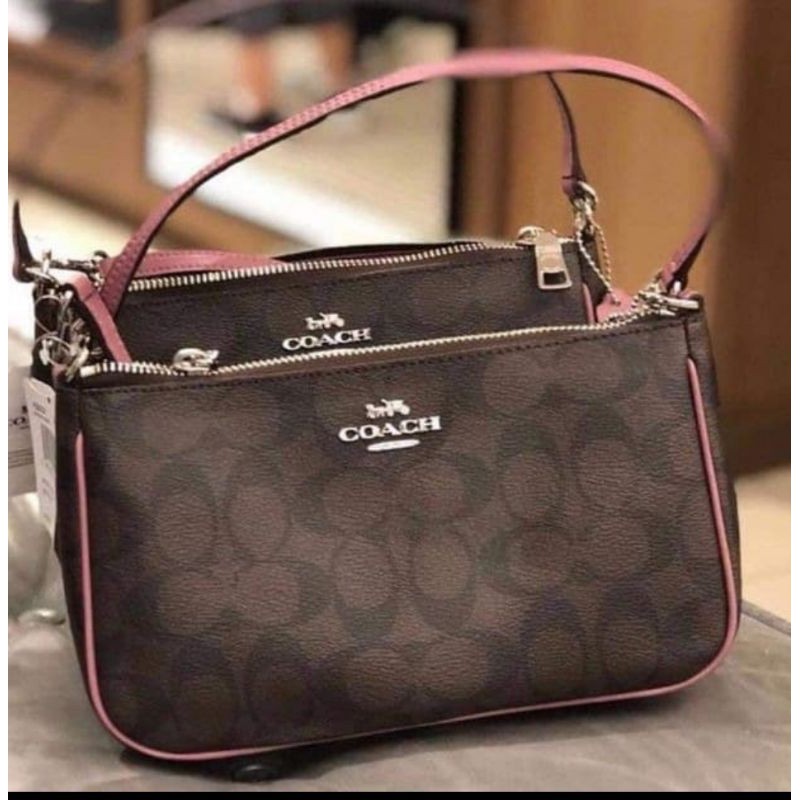 Jual COACH SIGNATURE TOP HANDLE POUCH | Shopee Indonesia