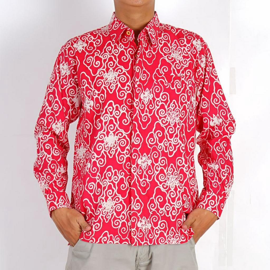 Jual BATIK TRUSMI Kemeja Pria Lengan Panjang Batik Pria Motif Mega ...