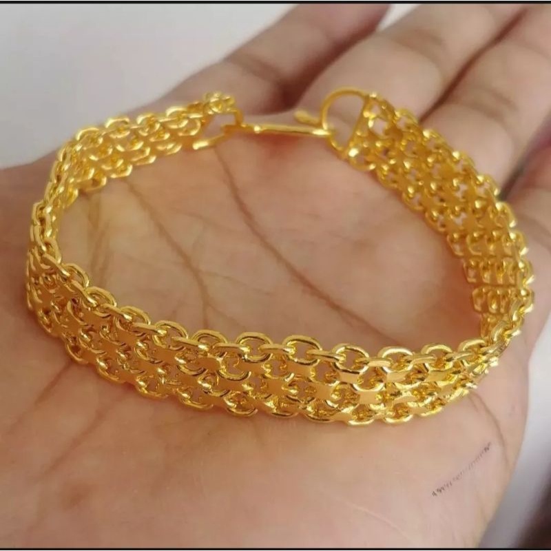 Jual promo Gelang tangan tikar lebar berlapis emas 24k asli mewah ...
