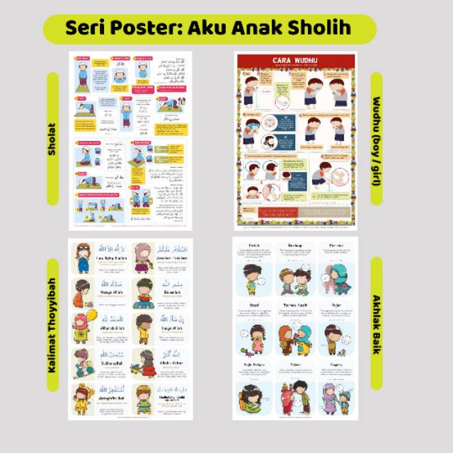Jual Poster Anak Muslim Shalih- Shalat, Wudhu, Akhlak, Kalimat ...