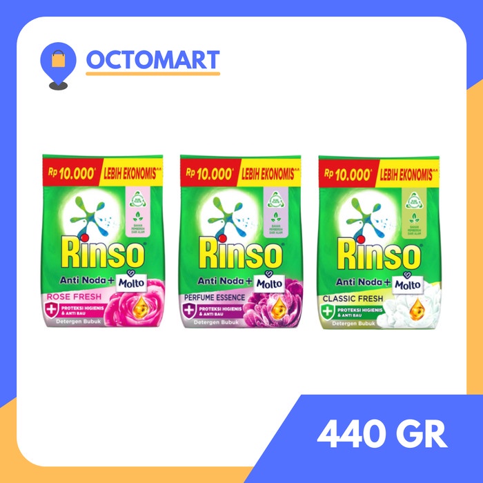 Jual RINSO MOLTO Deterjen Bubuk 400g / 400gr / 400 gr Powder Detergent ...