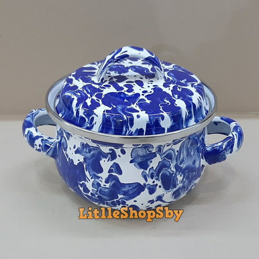 Jual Panci Enamel Kecil Minipot 12cm Biru Blirik Loreng | Shopee Indonesia