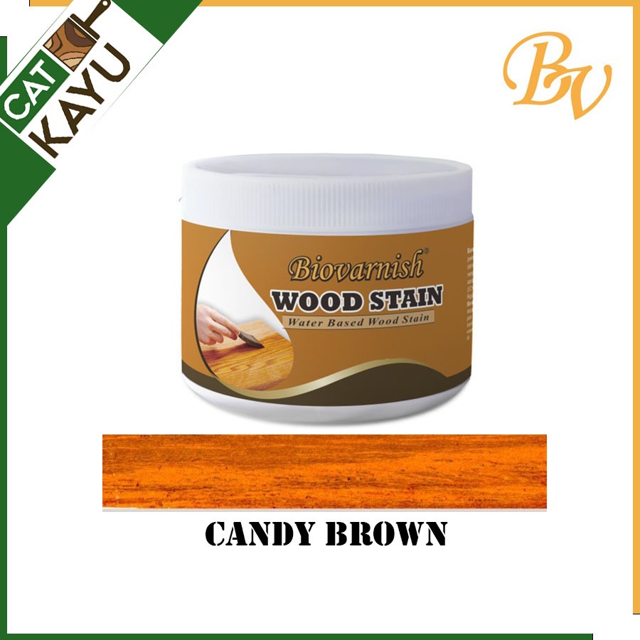 Jual Vernis Kayu Waterbased Biovarnish Wood Stain Candy Brown 400 gram ...