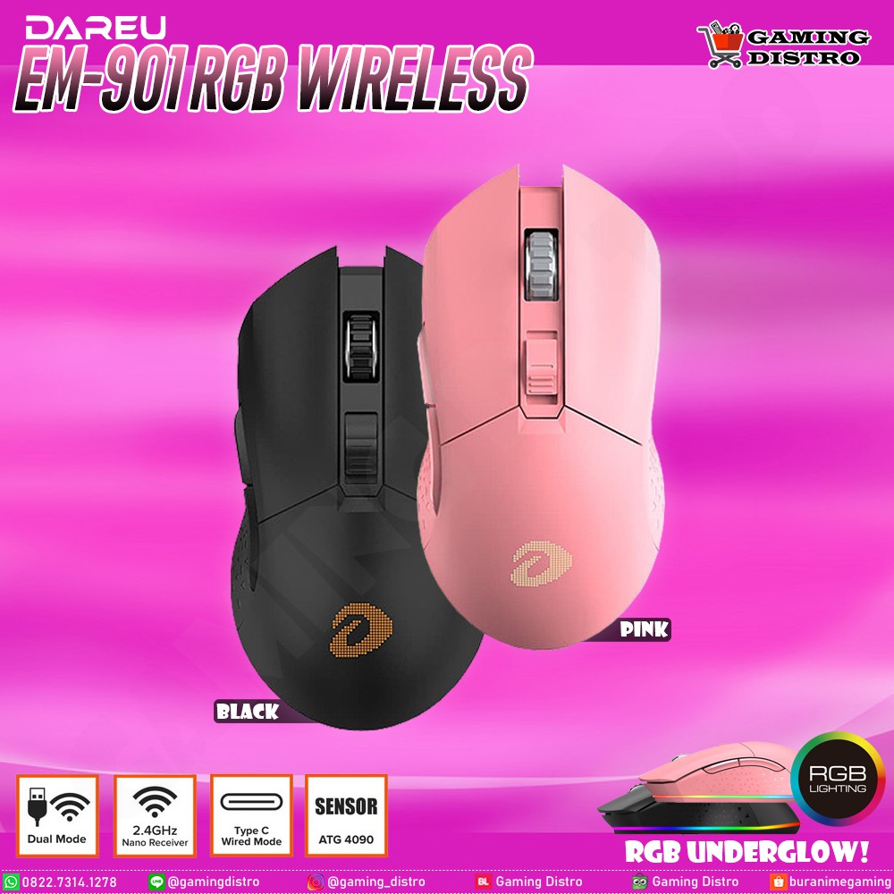 Jual Mouse Gaming Dareu EM901 RGB Wireless - Dareu EM-901 Wireless RGB ...