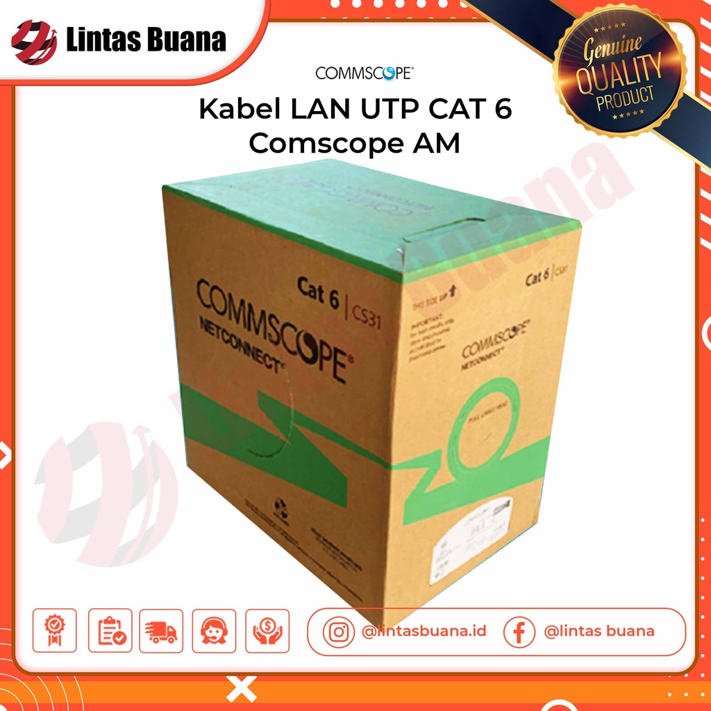 Jual Kabel LAN UTP CAT 6 Comscope AMP Warna Biru | Shopee Indonesia