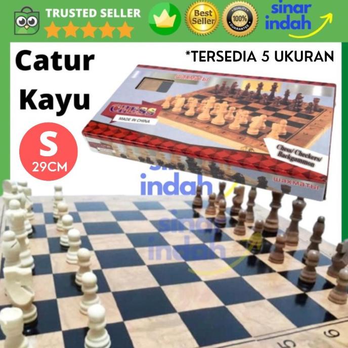 Jual Papan Catur Kayu Lipat Wooden Chess Set Checker Backgammon S (29CM) | Shopee Indonesia