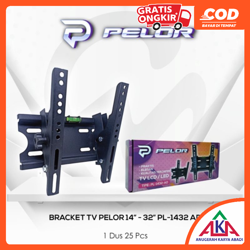 Jual PELOR PL-1432 AD Braket Bracket TV 14 - 32 Inch Waterpass Murah Kokoh Berkualitas | Shopee ...