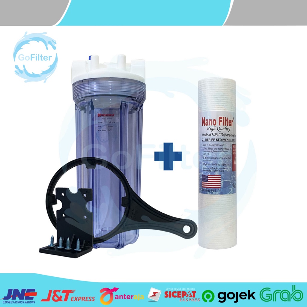 Jual PAKET HOUSING CLEAR NANOTEC 10" INCH DRAT 3/4 - CARTRIDGE SEDIMENT FILTER AIR NANO | Shopee ...