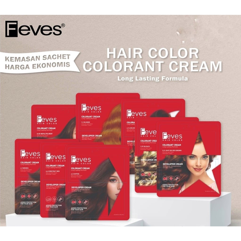 Jual FEVES Colorant Cream Sachet I Hair Color I Cat Rambut Sachet I ...
