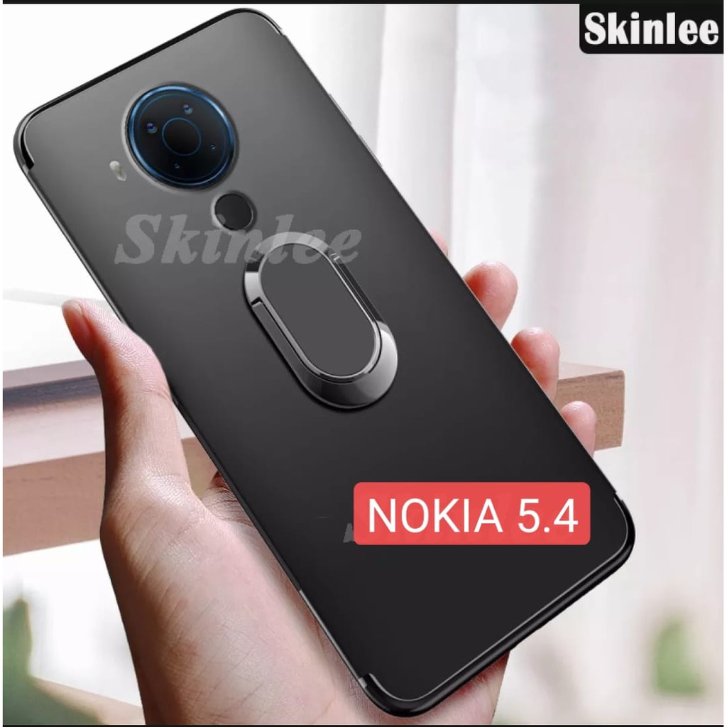 Jual Case Hp Nokia 5.4 Terbaru Polos Black Soft Case Ring Standing ...