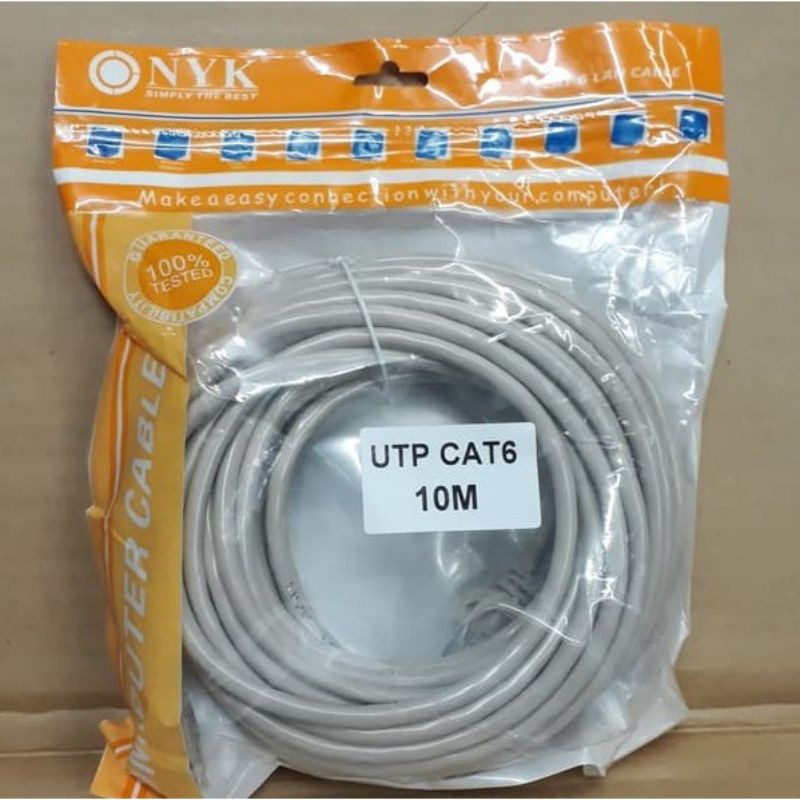 Jual Kabel NYK Lan UTP Cat 6 Rj45 Panjang 10 Meter Original | Shopee Indonesia