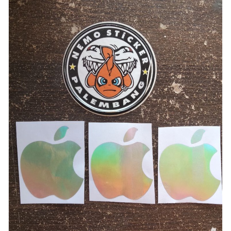 Jual stiker logo apple ISI 2PC cutting minimal order 4000 bs mix dg ...