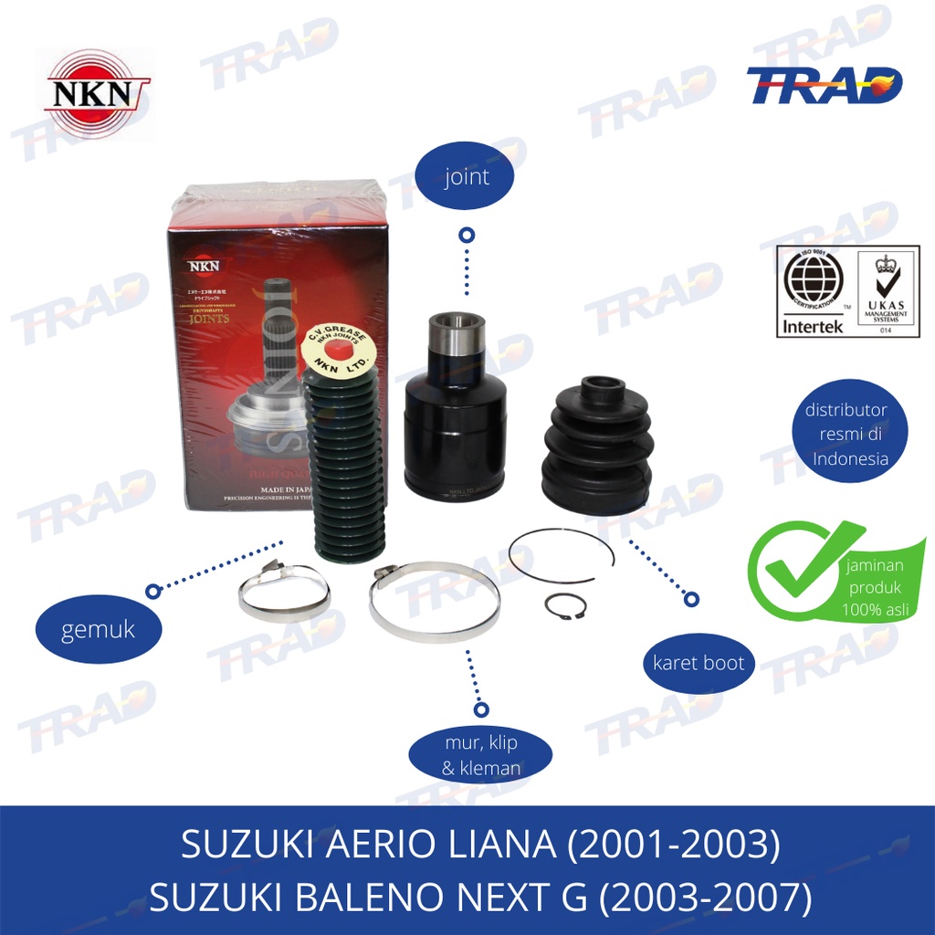 Jual CV Joint AS Roda Dalam NKN JAPAN Suzuki Aerio Liana, Baleno Next G | Shopee Indonesia