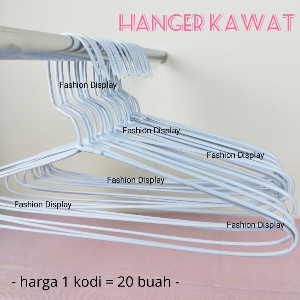 Jual 20 PCS Hanger Kawat Putih Gantungan Baju Besi Display Pakaian ...