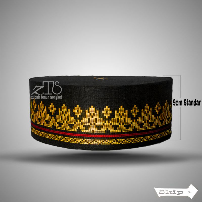Jual peci songkok Zubair tenun Songket Peci hitam emas lis merah peci ...