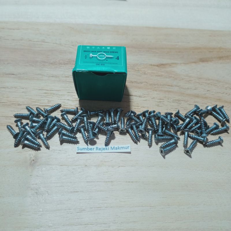 Jual Sekrup CHW 1/2" x 4 (1 kotak isi 70 pcs skrup) panjang sekrup 1,3 ...