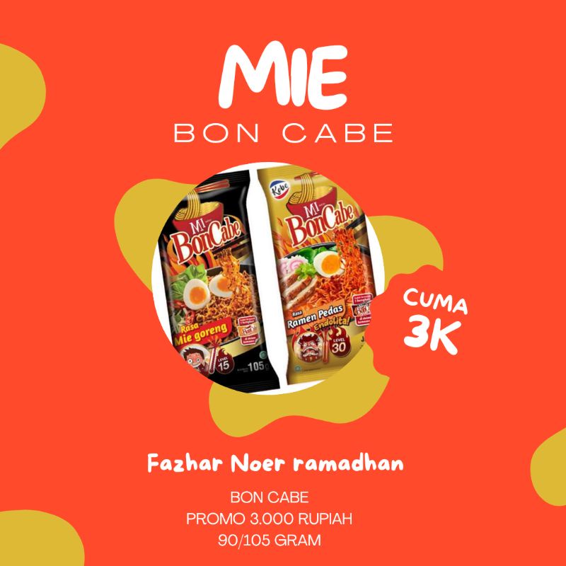 Jual MIE GORENG BON CABE SPESIAL GORENG 105 GRAM | Shopee Indonesia