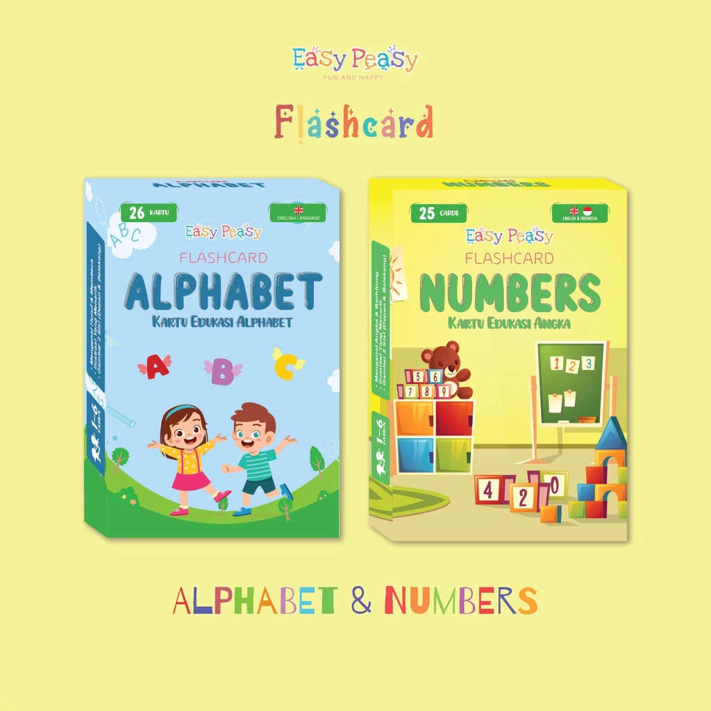 Jual Easy Peasy - Flashcard Set Isi 2 Box - Flashcard Alphabet & Number ...