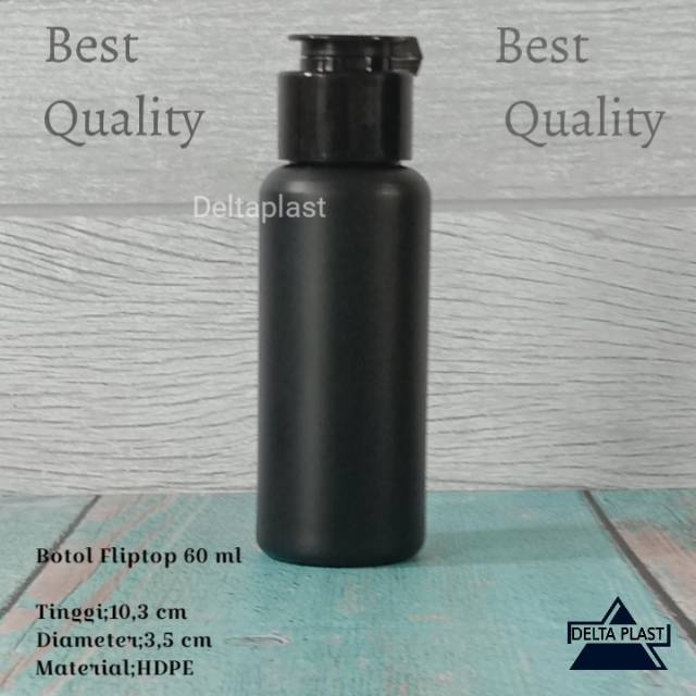 Jual Botol Fliptop 60 ML HDPE Full Hitam - tutup fliptop jamur | Shopee Indonesia