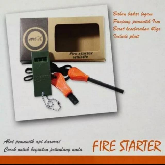 Jual Fire starter whistle alat pematik api survival kit dan peluit ...
