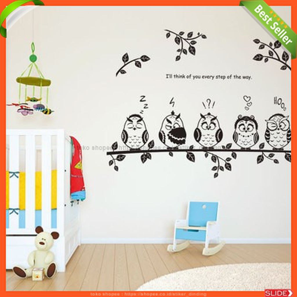 Jual STIKER DINDING WALLSTICKER WALL STICKER BURUNG HITAM DAN TWIGS SW ...