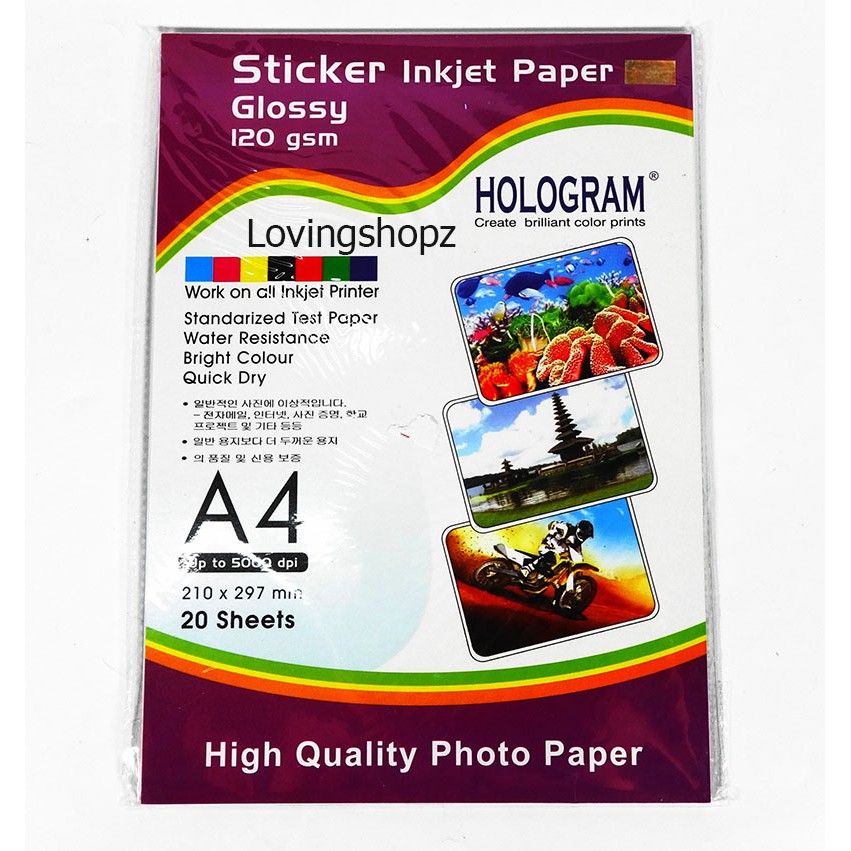 Jual Sticker Inkjet Paper Glossy 120 gsm, Kertas Label Glossy A4 ...