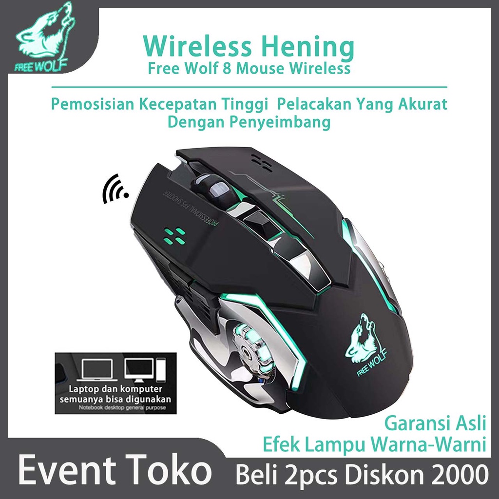 Jual Mouse Gaming Isi Ulang 2400 DPI Nirkabel Ultra Slim Diam Bisu ...
