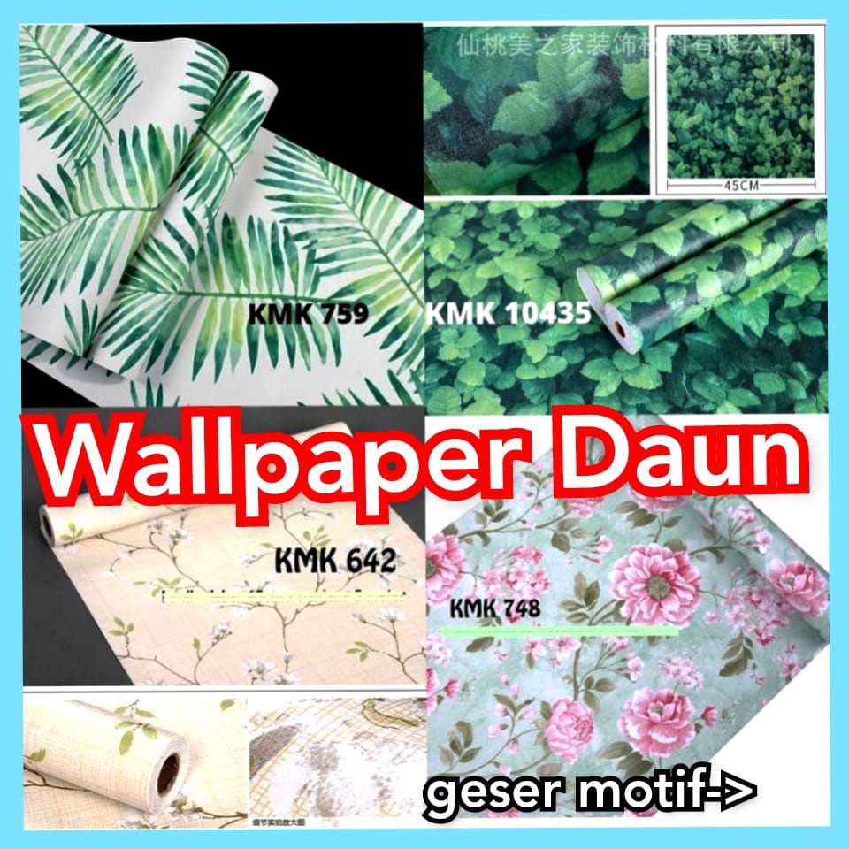 Jual WALLPAPER WALL STICKER STIKER DINDING MOTIF DAUN BUNGA HIJAU ...