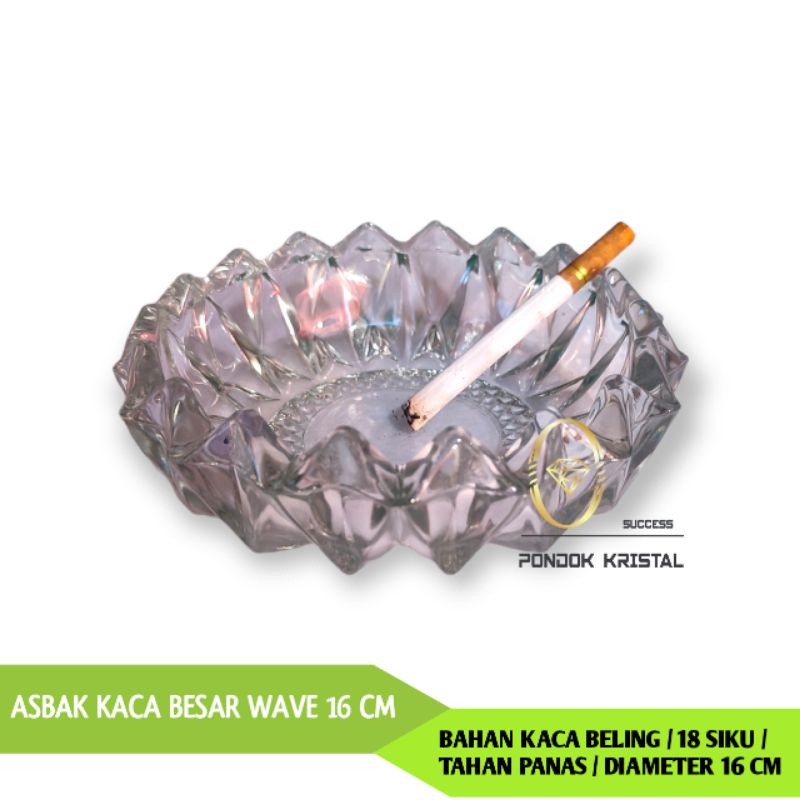 Jual Asbak Kaca Beling Jumbo Motif Kristal Wave / Asbak Unik Portable ...