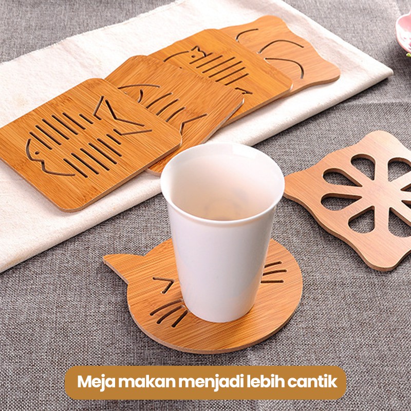 Jual INASO Tatakan Piring Gelas mangkok Tatakan Minuman Wooden Coaster ...