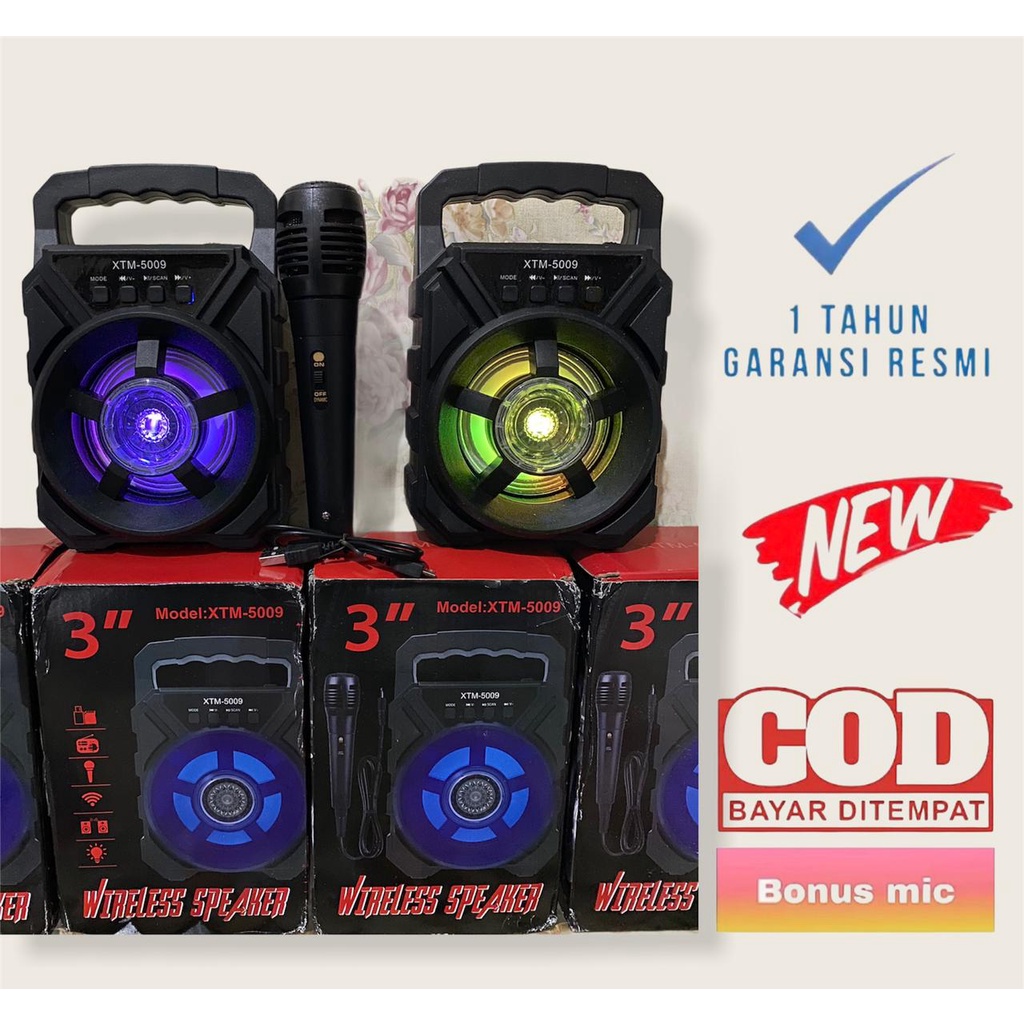 Jual Speaker Bluetooth XTM-5009 Bonus Mic Karaoke Portable 5009 ...
