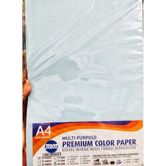 Jual Kertas Warna A4 / PaperFine 80GSM (1 pack isi 20 lembar) | Shopee ...