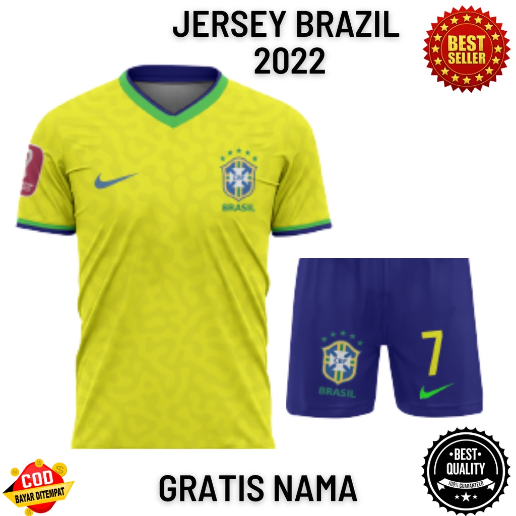 Jual JERSEY SETELAN TIMNAS BRAZIL TERBARU 2022 FULL PRINTING | Shopee ...
