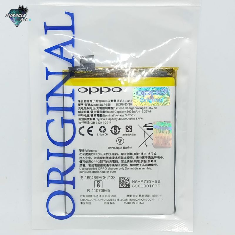 Jual Original 100% Baterai Oppo BLP755 / RENO 3 PRO battery baterai hp ...