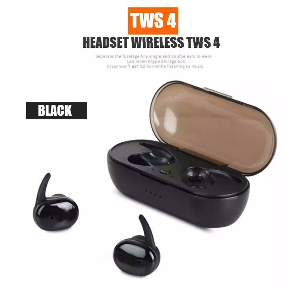 Jual Headset Handsfree Bluetooth TWS 4 TWS4- Headset Earphone Wirelless ...