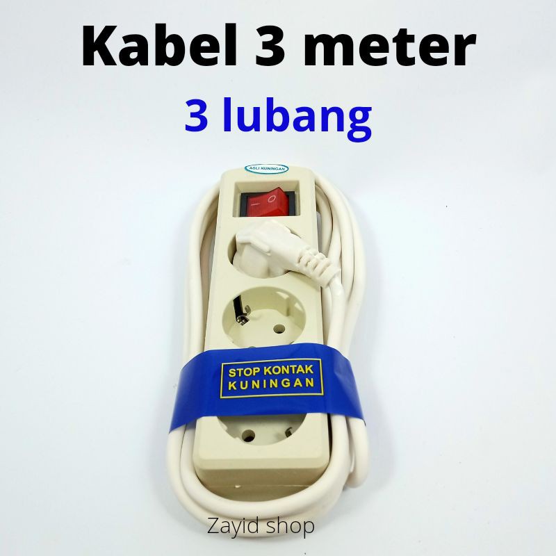 Jual Terminal listrik colokan listrik 3 lubang 3 Meter plus saklar Asli ...