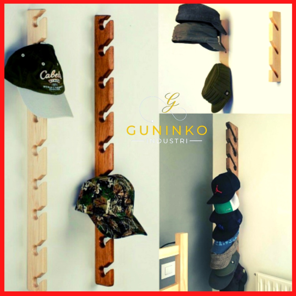Jual Rak Topi Kayu Gantungan Topi Hanger Display Topi / Rak topi tempel ...