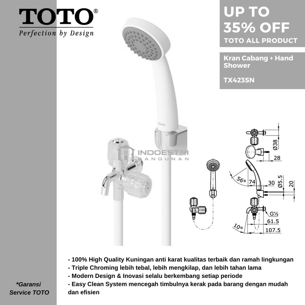 Jual Kran Shower TOTO TX423SN (With Hand Shower & Cold Only) | Shopee ...