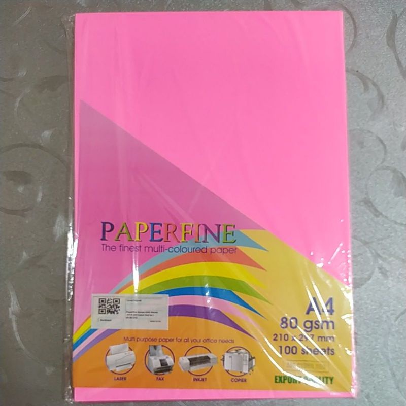 Jual Kertas Paperfine A4 80 Gram 100 Sheet - Kertas HVS Warna | Shopee ...